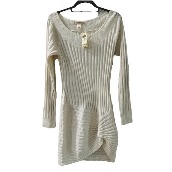 Arden B | Dresses | New Arden B Cream Ribbed Knit Sweater Dress M Y2k ...